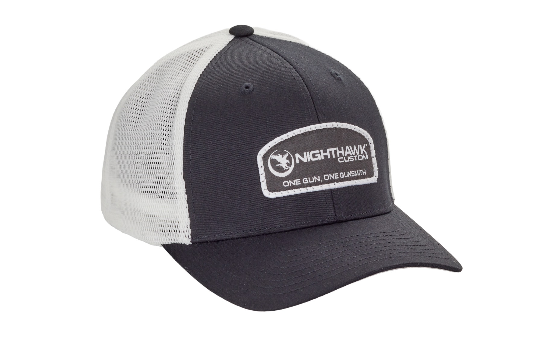 Nighthawk Custom Logo Handstitched Patch, White Mesh Back