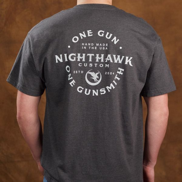 One Gun, One Gunsmith, Tee Shirt, Charcoal Grey